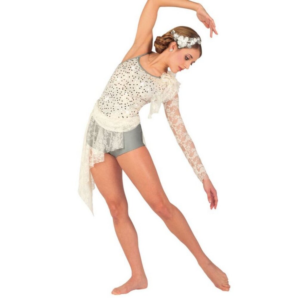 Costume Gallery Grey Sequin Lace Dance Recital Leotar… - Gem